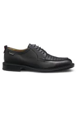 Hugo Leather Derby Shoes With Straw Print Vamp