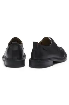 Hugo Leather Derby Shoes With Straw Print Vamp