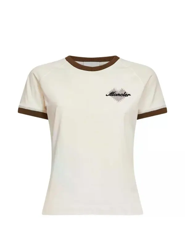 Moncler Ribbed Heart Print T-shirt - Neutrals