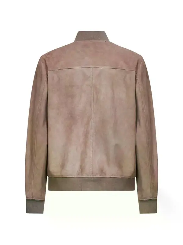 SALVATORE SANTORO Ribbed-knit-collar Leather Jacket