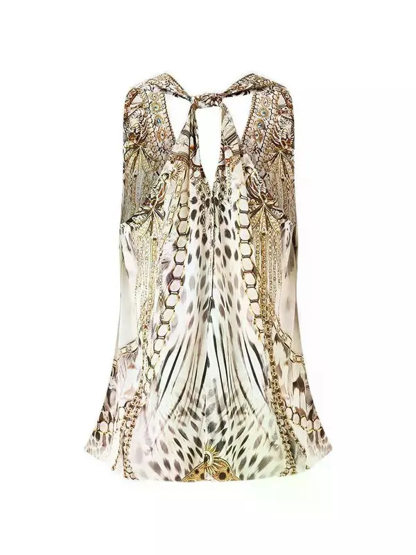 Camilla Knot-back V-neck Blouse
