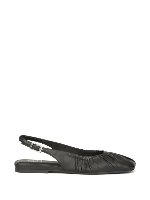 Ash Gathered Slingback Pumps With Buckle Fastening - Black