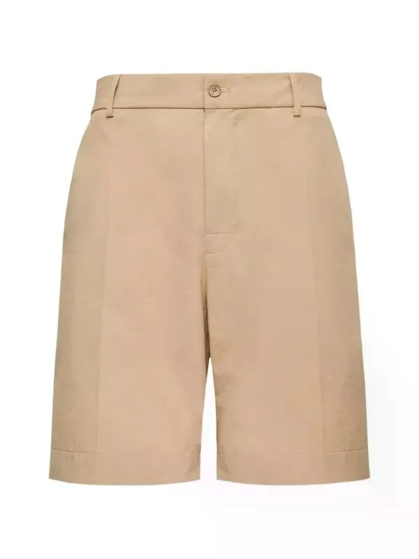 Moncler Seersucker Shorts With Logo Patch