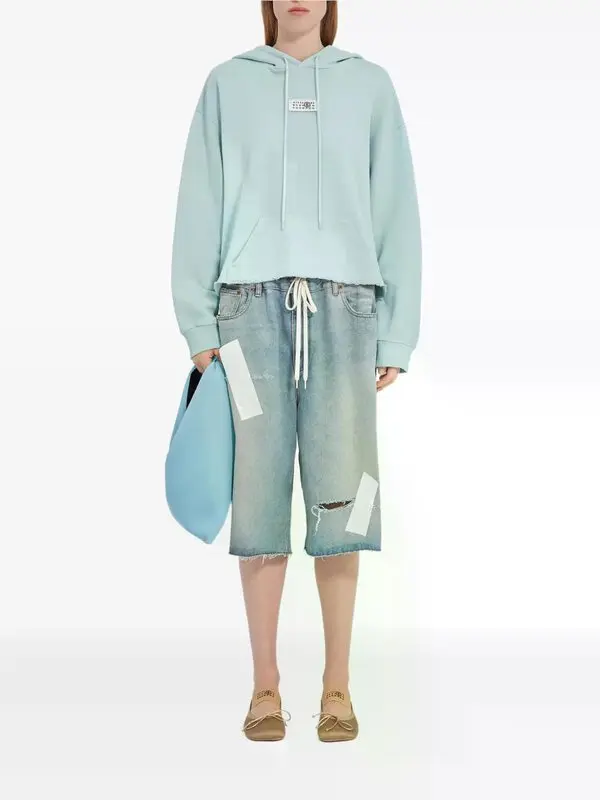 MAISON MARGIELA Raw-hem Hoodie - Blue