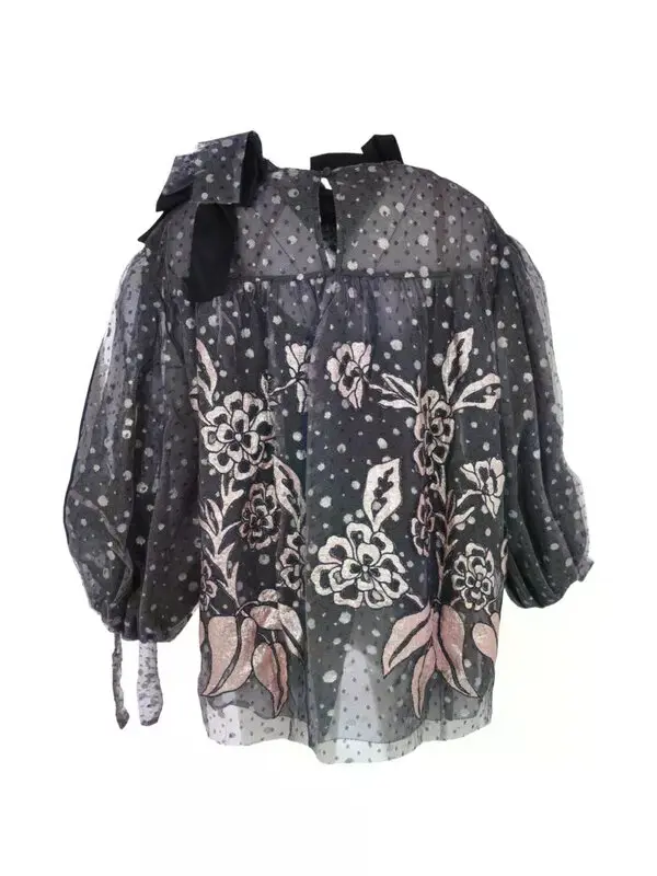 Biyan Gathered-sleeve Double Layer Blouse With 3d Detailing