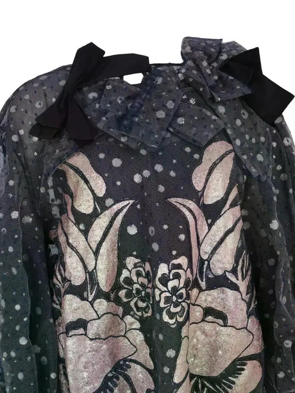Biyan Gathered-sleeve Double Layer Blouse With 3d Detailing