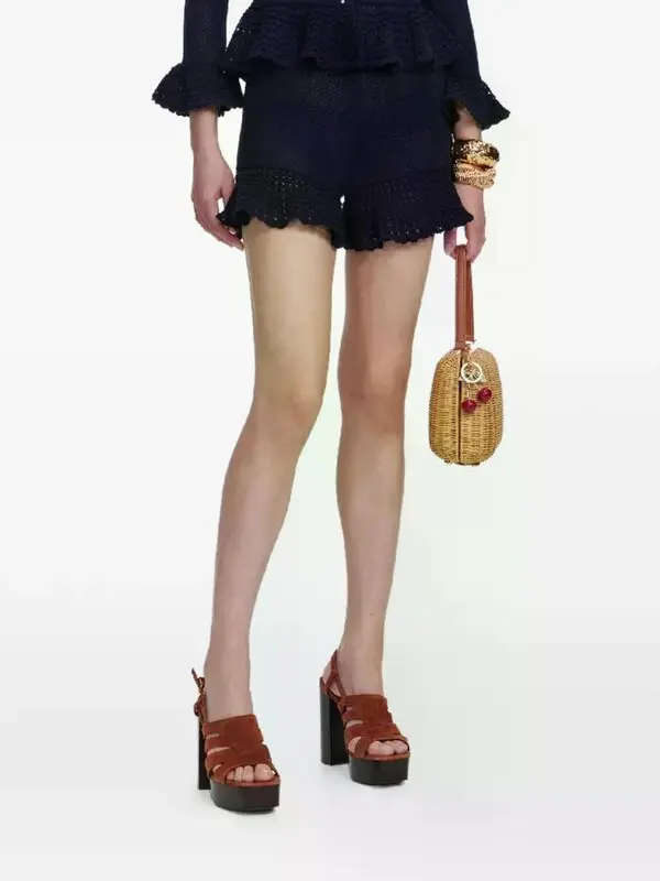 SELF-PORTRAIT Crochet Ruffled Shorts