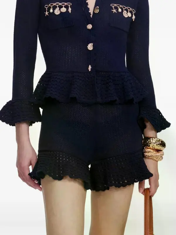 SELF-PORTRAIT Crochet Ruffled Shorts