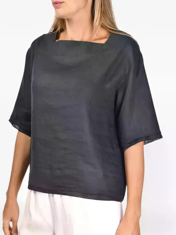GRAN SASSO Square-neck Linen Blouse