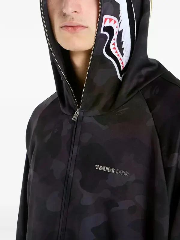 A BATHING APE Camo-print Shark Hoodie - Black
