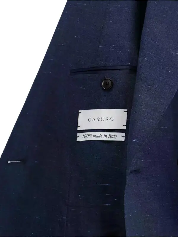 Caruso Double-breasted Blazer - Blue