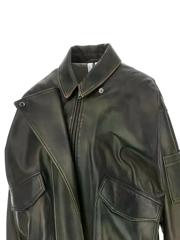 SWORD 6644 Zip-up Leather Jacket