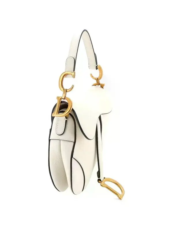 Dior Saddle Handbag Leather Mini Shoulder Bag - White