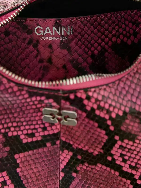 GANNI Snake-print Mini Bag - Pink