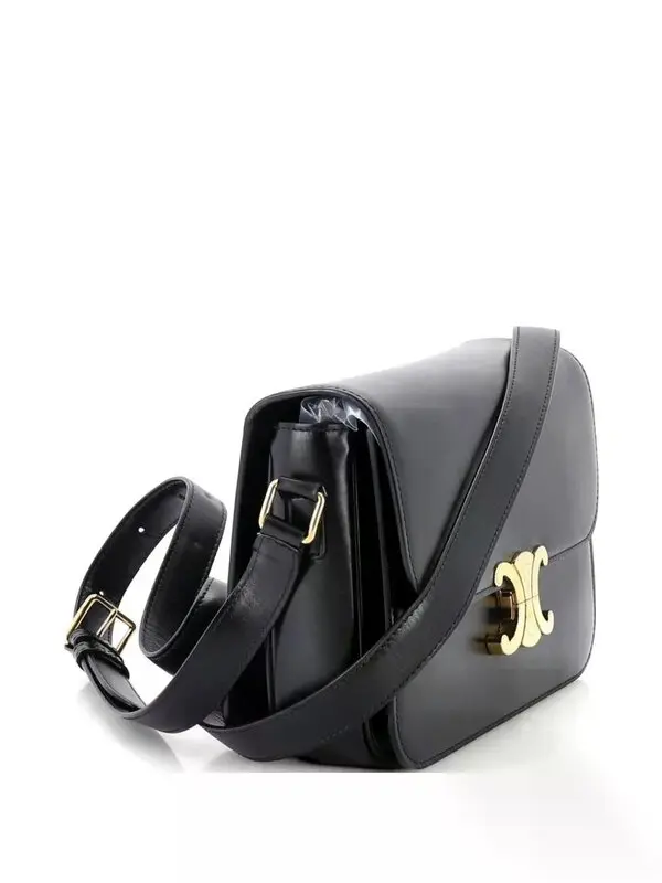 Celine Triomphe Smooth Calfskin Medium Shoulder Bag - Black