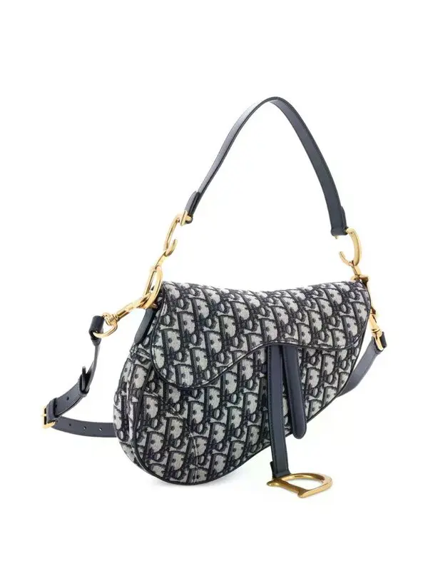 Dior Saddle Handbag With Strap Oblique Canvas Medium Shoulder Bag - Blue