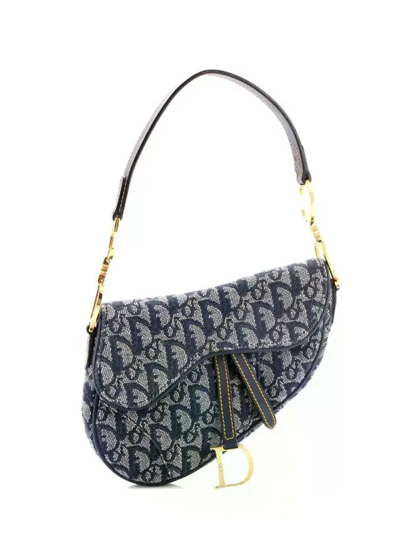 Dior Vintage Diorissimo Canvas Small Saddle Bag - Blue