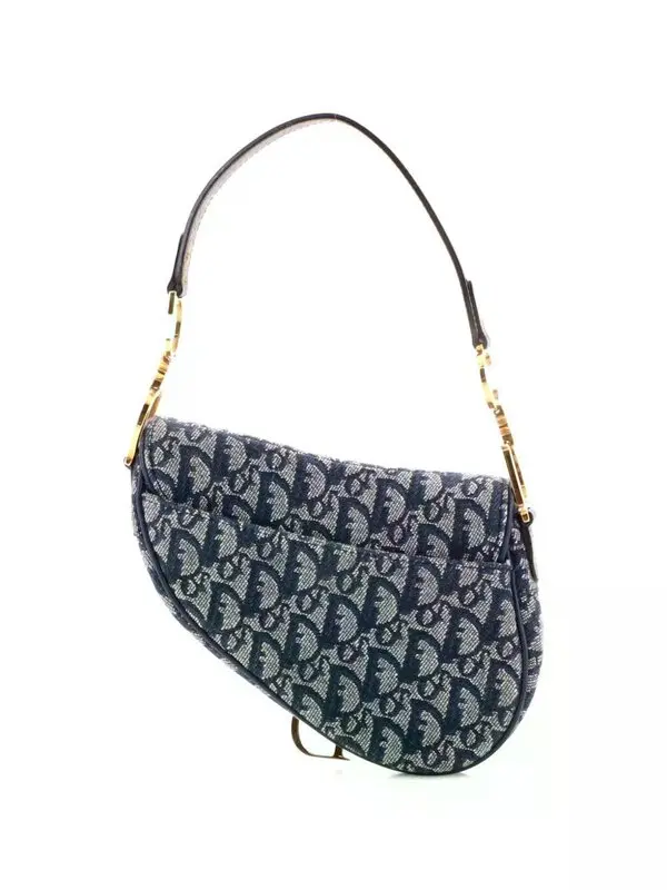 Dior Vintage Diorissimo Canvas Small Saddle Bag - Blue
