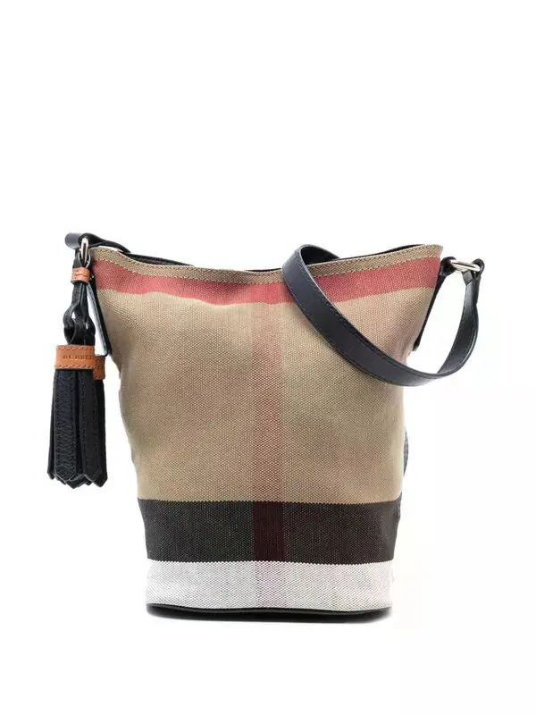 Burberry Mini Mega Check Ashby Tassel Bucket Bag
