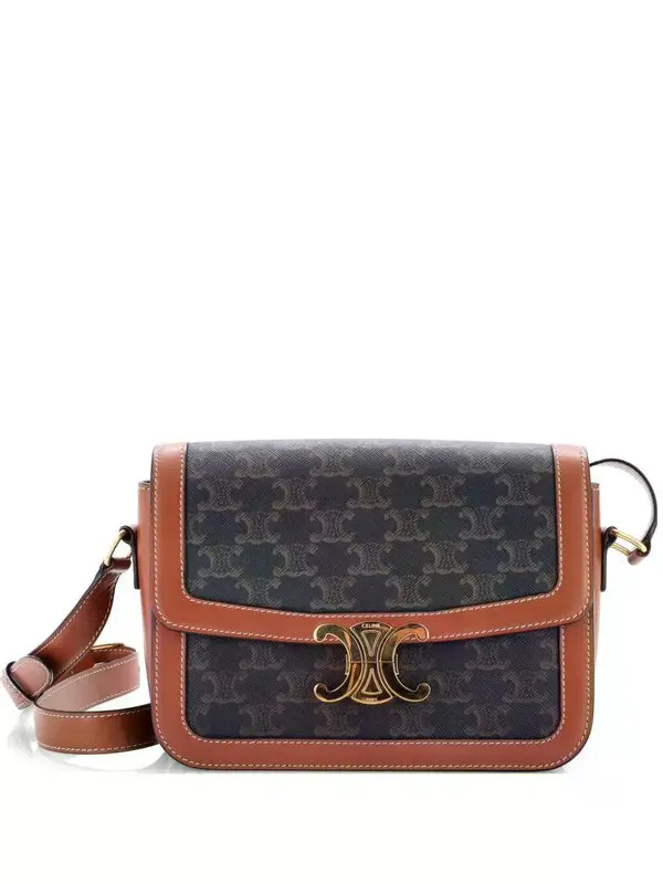 Celine Triomphe Coated Canvas Medium Shoulder Bag