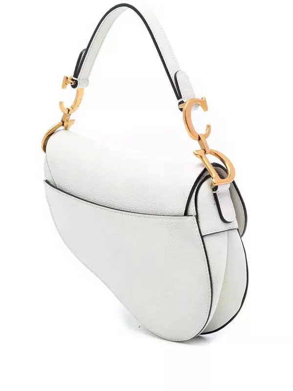 Dior 2019 Grained Calfskin Mini Saddle Bag - White