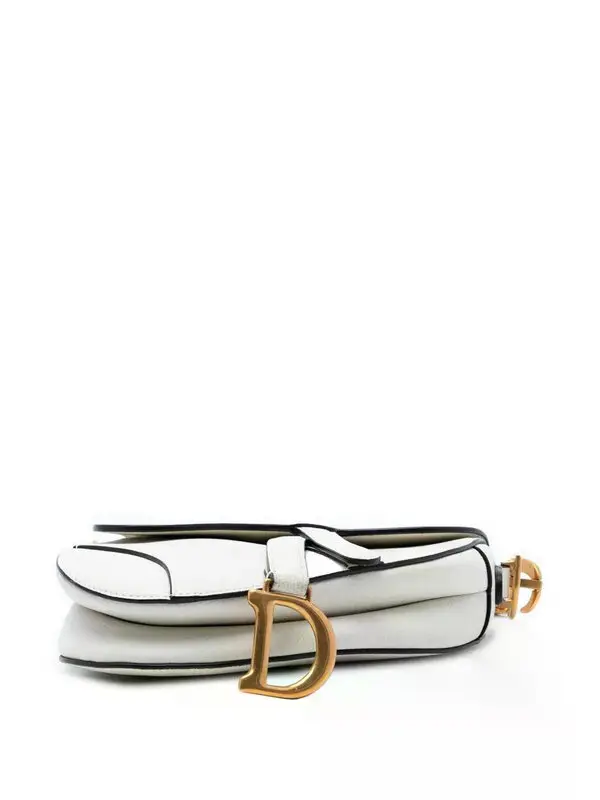 Dior 2019 Grained Calfskin Mini Saddle Bag - White
