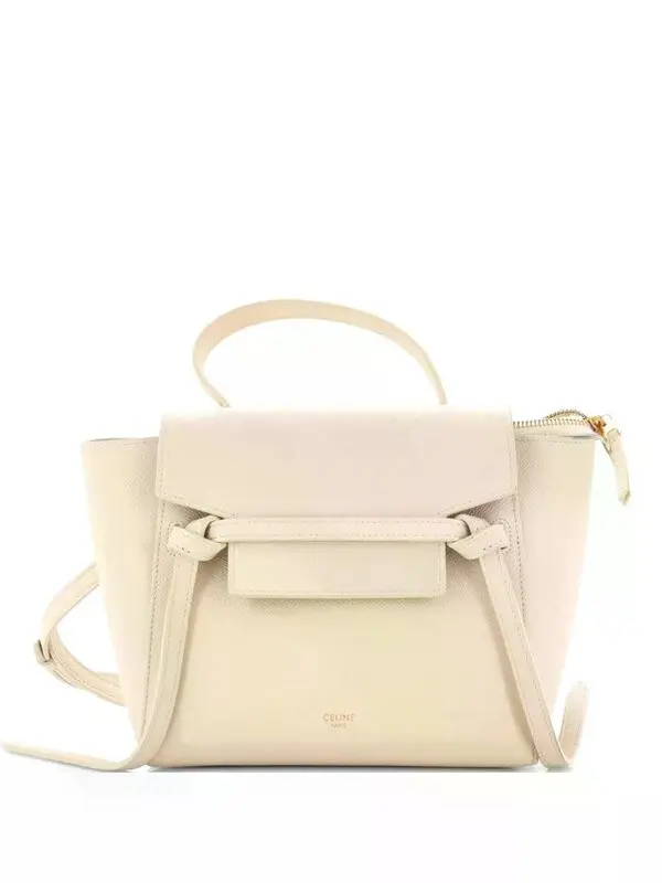 Celine Belt Bag Textured Leather Nano Shoulder Bag - Neutrals