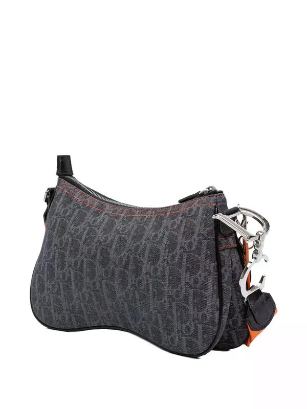 Dior 2015 Oblique Denim Flight Double Saddle Crossbody Bag