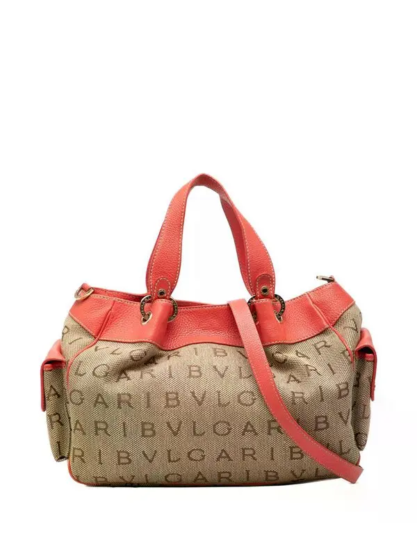BVLGARI 1990-2000 Logomania Canvas Satchel