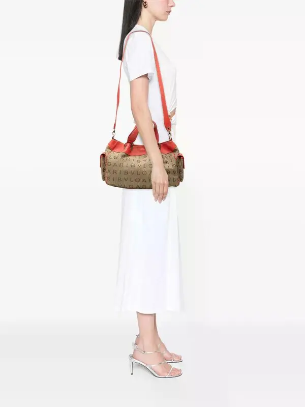 BVLGARI 1990-2000 Logomania Canvas Satchel