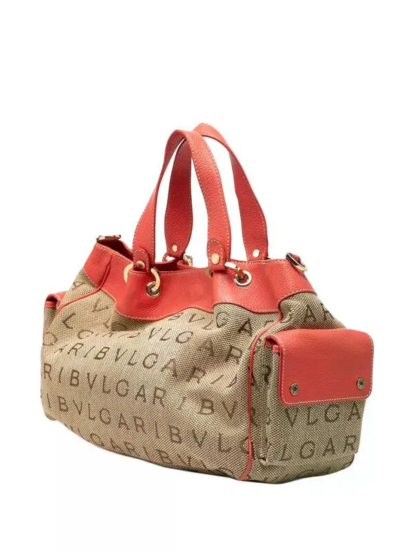 BVLGARI 1990-2000 Logomania Canvas Satchel