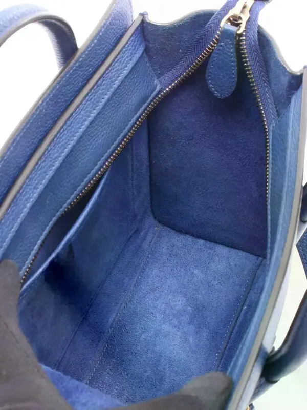 Celine 2010-2025 Nano Leather Luggage Tote Satchel - Blue
