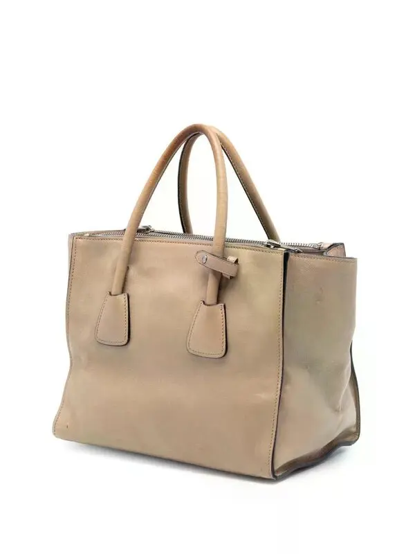Prada Glace Calf Twin Pocket Satchel - Brown