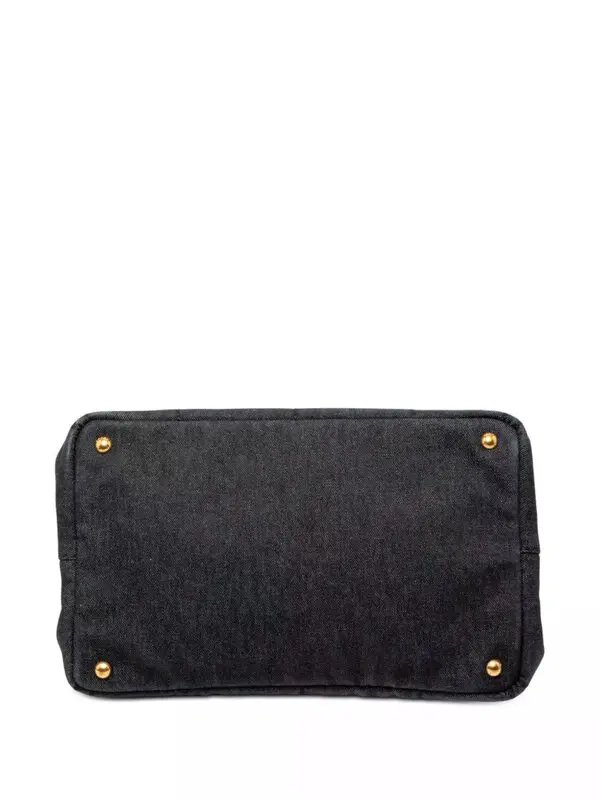 Prada 2013-2025 Denim Canapa Logo Satchel - Grey