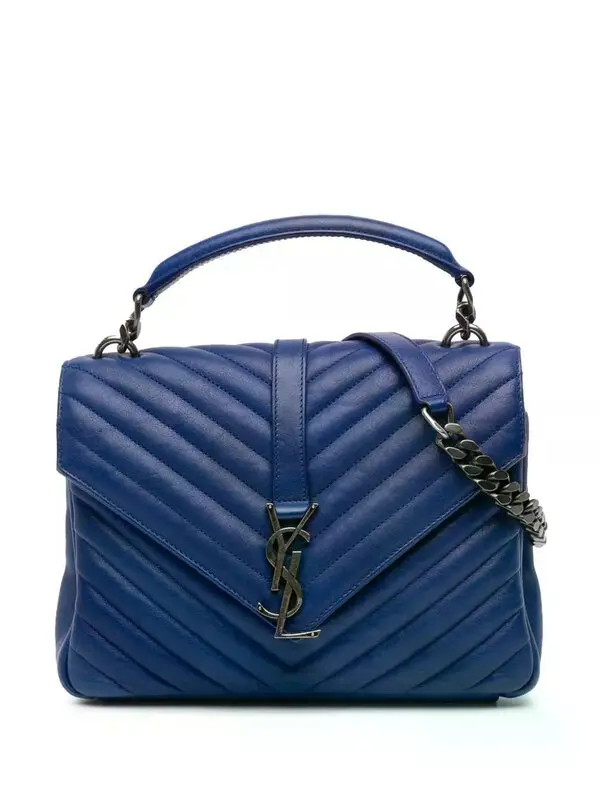Saint Laurent 2017 Medium Monogram College Satchel - Blue