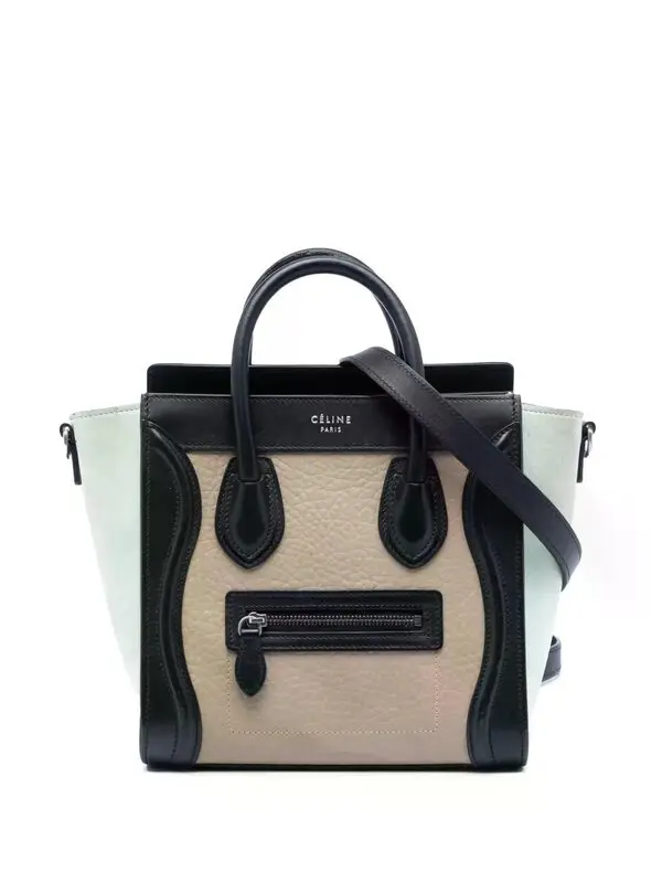 Celine 2017 Nano Tricolor Leather Luggage Tote - Brown