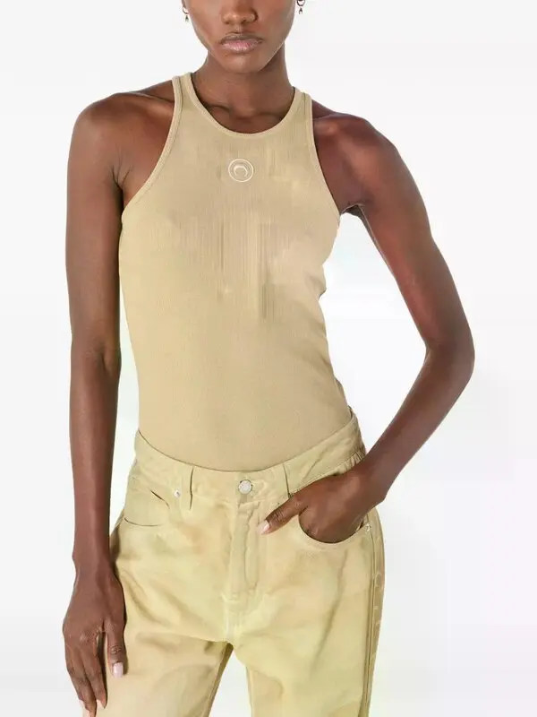 MARINE SERRE Moon Logo Ribbed Tank Top