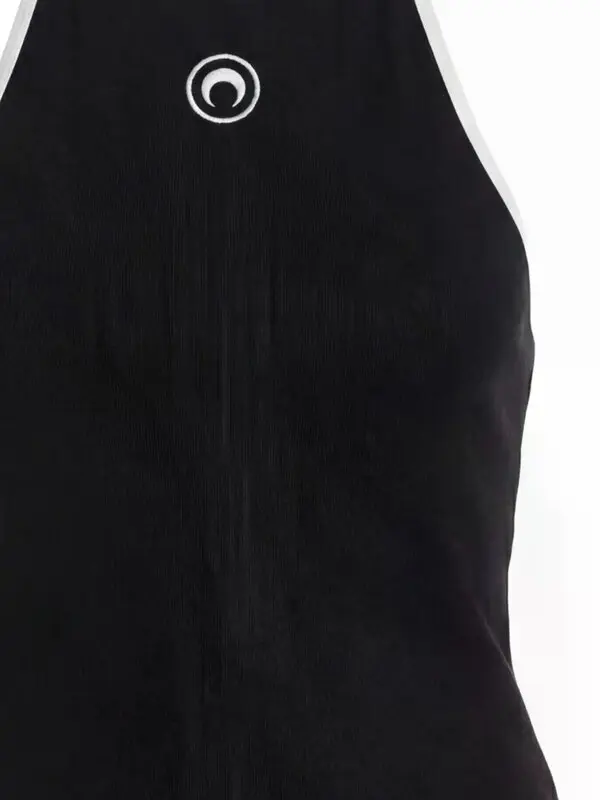 MARINE SERRE Moon Logo Bicolor Jersey Tank - Black