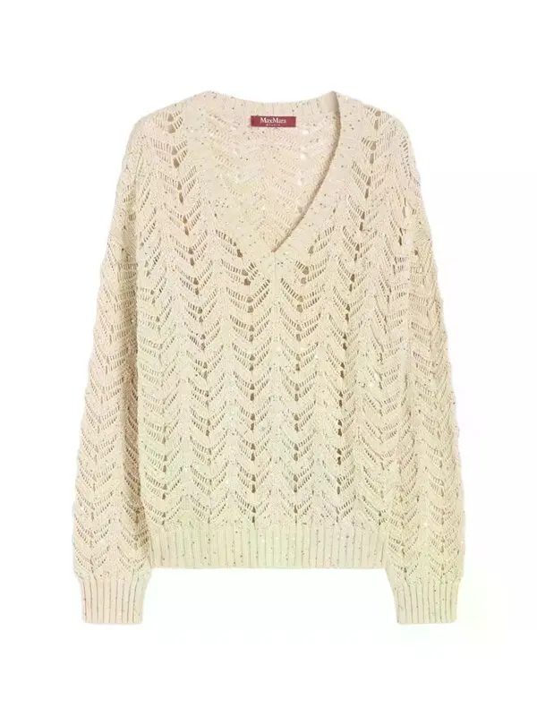 Max Mara Openwork V-neck Top