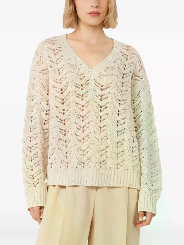 Max Mara Openwork V-neck Top