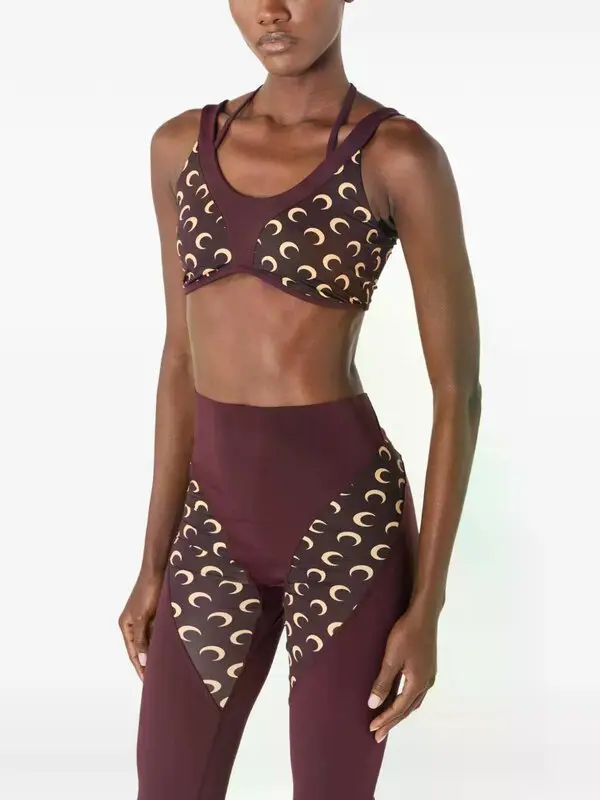 MARINE SERRE Athleisure Moon-printed Bra Top