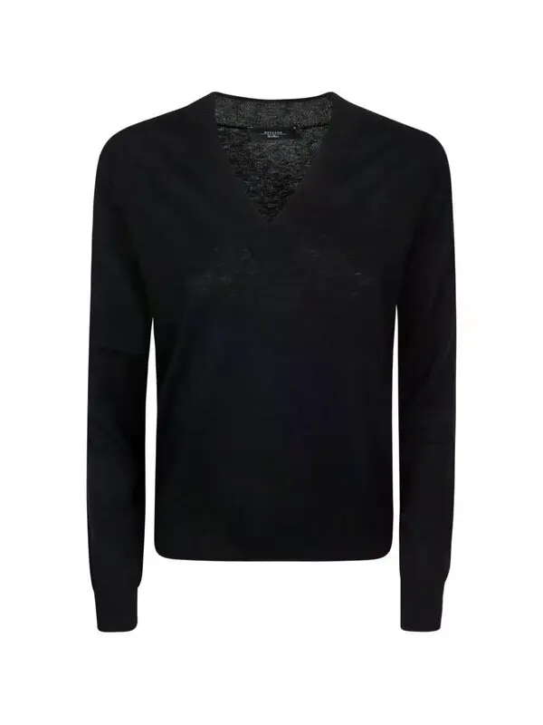 Max Mara V-neck Wool Knit Sweater - Black