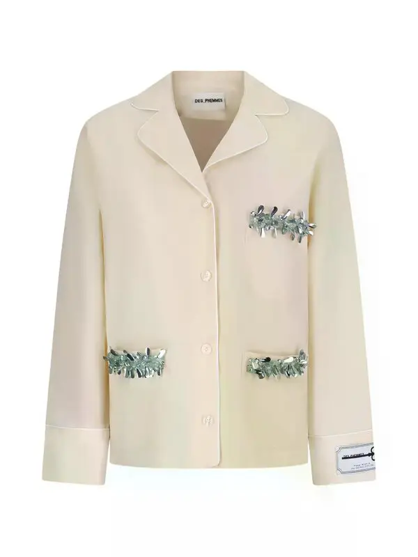DES_PHEMMES Sequin-embellished Shirt - Neutrals