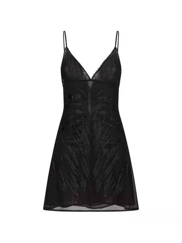 Blumarine Embroidered Lace Mini Dress - Black