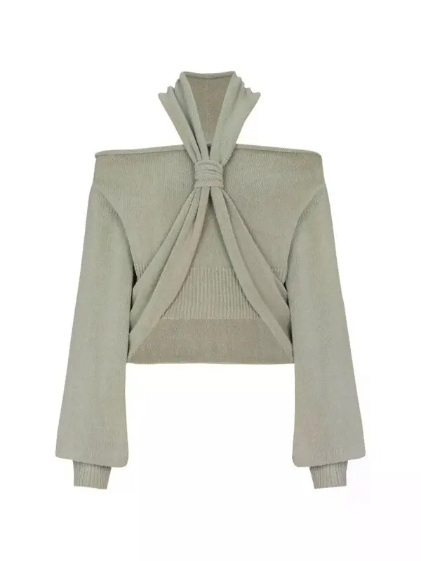 Balmain Long-sleeve Off-shoulder Sweater