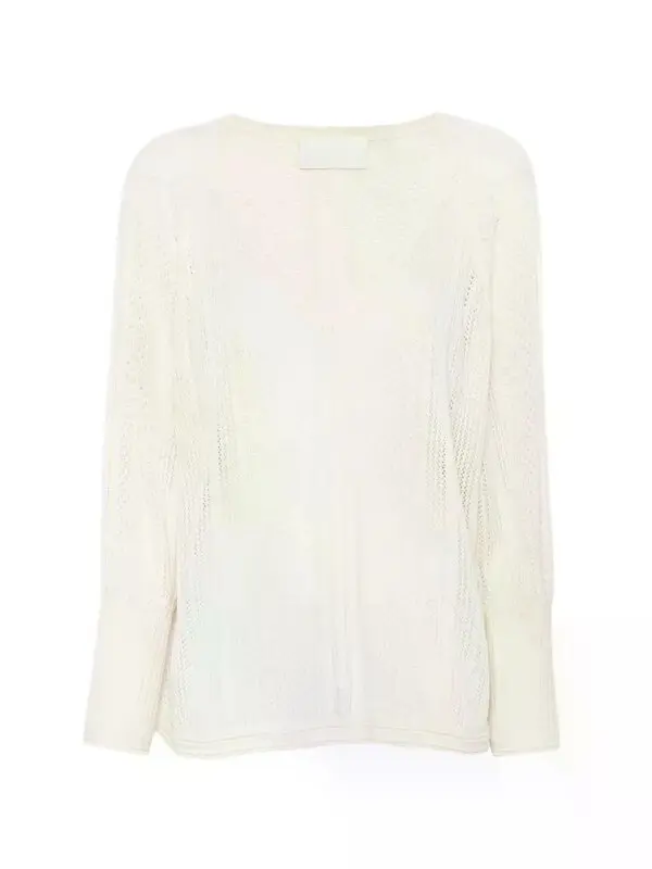 Eric Bompard Pointelle V-neck Knit Top