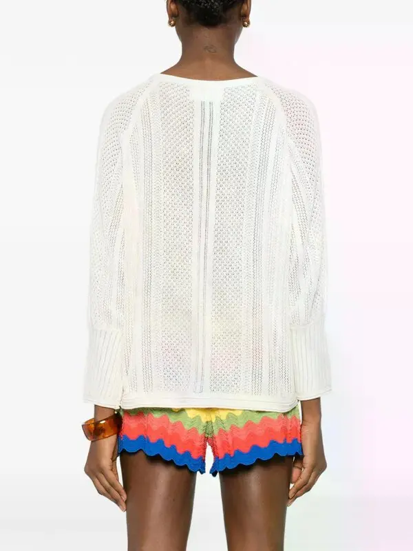 Eric Bompard Pointelle V-neck Knit Top