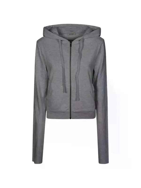 ENTIRE STUDIOS Zip-up Cropped Cotton Hoodie - Grey