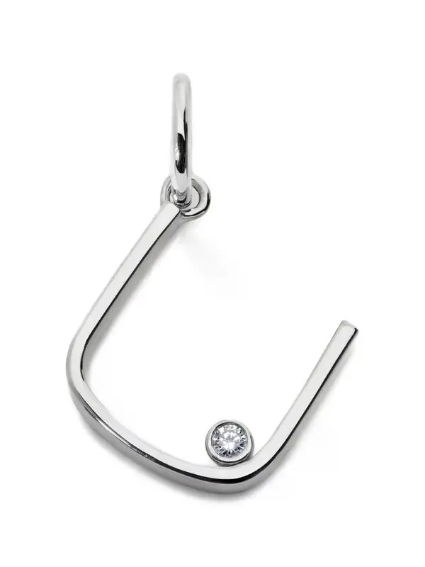 Monica Vinader Solitaire Diamond Initial Pendant - Silver
