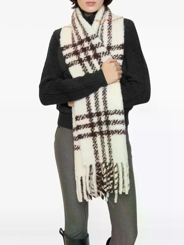 Burberry Check Alpaca Wool Blend Bouclé Scarf - Neutrals
